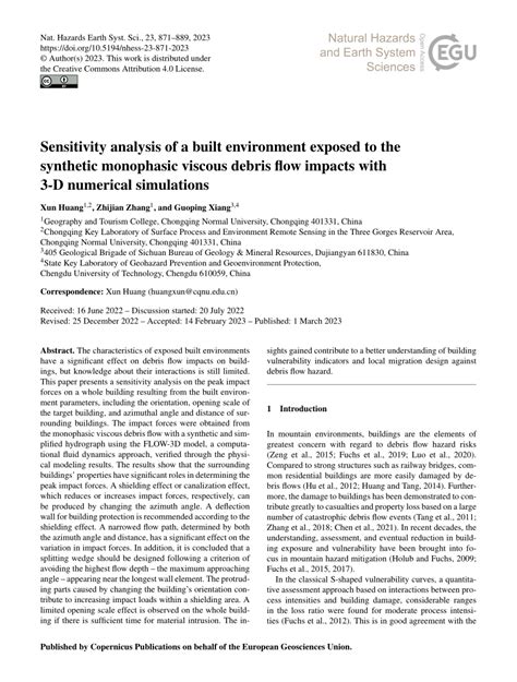 Pdf Sensitivity Analysis Of A Built Environment Exposed To The