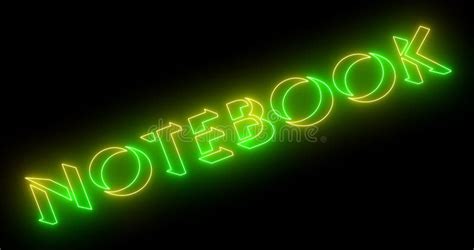 Neon Colored Notebook Word Text Illustration With A Glowing Neon