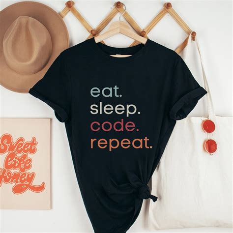 funny code programmer shirt eat sleep code repeat shirt tech