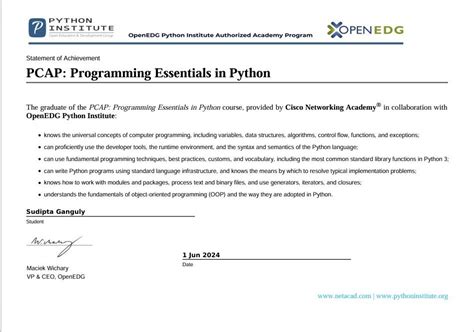 Sudipta Ganguly On Linkedin Python Cisco Programming Certificate Professionaldevelopment