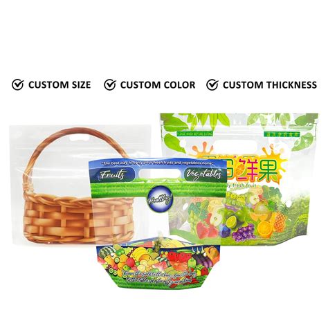 Fruit Plastic Packagingcustom Cold Anti Fog With Handel Slider Zipper
