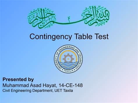 Contingency Table Test M Asad Hayat Uet Taxila Ppt