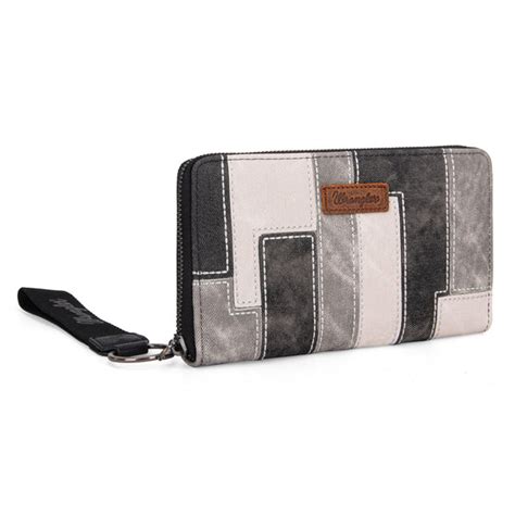 Wg164 W006 Wrangler Denim Patchwork Wallet Black Montana West Usa