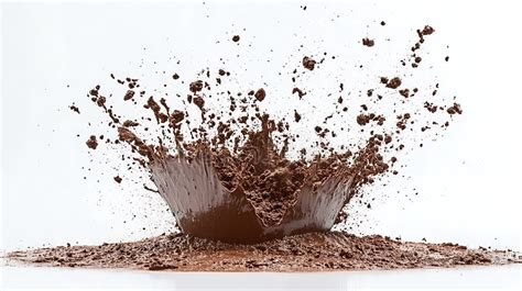 Dynamic Mud Splash With Splatter Effect Isolated On White Background