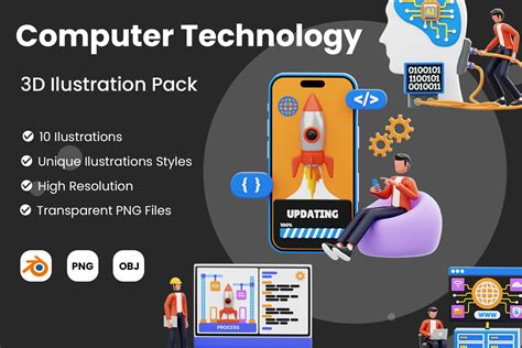 Computer Technology 3d Illustration Pack 10 Free Download Network And Communication 3d