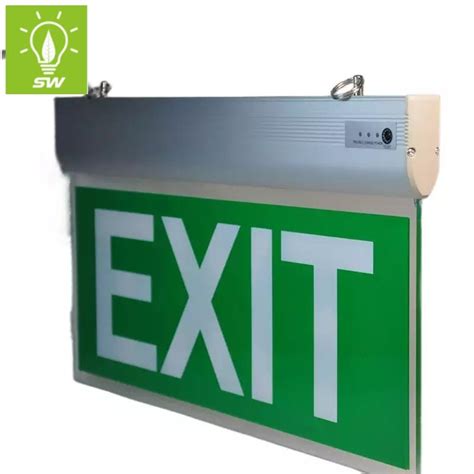 Building Lamp Double Side Wall Mounted Hanging LED Exit Sign Rechargeable Emergency Light With