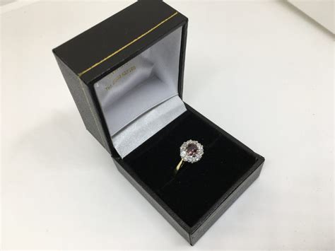 Preowned Carat Yellow Gold Ruby And Diamond Cluster Ring Aylesbury Bullion
