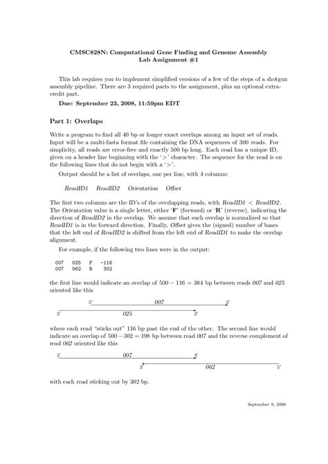 Lab Assignment 1 Computational Gene Finding And Genome Assembly Cmsc