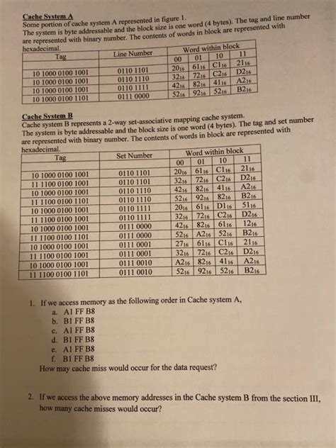 Solved Cache System A Some Portion Of Cache System A Chegg Com