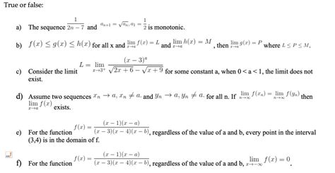solved true or false 1 a the sequence 2n 7 and an 1
