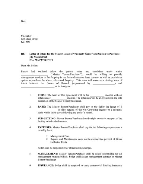 Letter Of Intent In Word And Pdf Formats