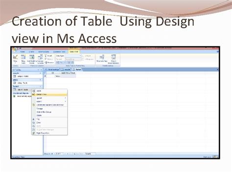 Creation Of Table In Ms Access Dr C
