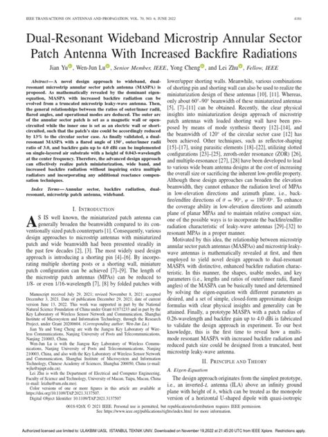 Dual Resonant Wideband Microstrip Annular Sector Patch Antenna With