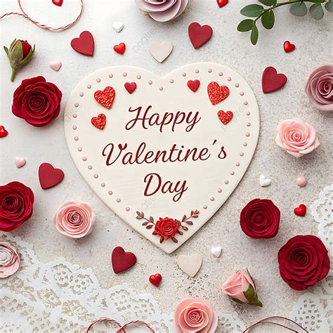 화려한 타이포그래피와 꽃 장식 배경을 갖춘 해피 발렌타인 데이의 3d 렌더링 3d 렌더링 발렌타인 데이 화려한 타이포그래피