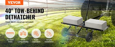 Vevor Tow Behind Dethatcher 40 Inch Tow Dethatcher With 20 Spring Steel Tines Lawn Dethatcher