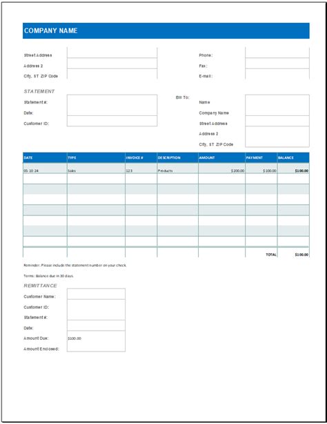 MS Excel Billing Statement Template Excel Templates MS Excel Billing Statement Template Excel Templates