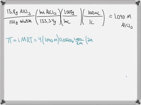 Solved An Aqueous Solution Of Aluminium Chloride Is 138 Mm Mass