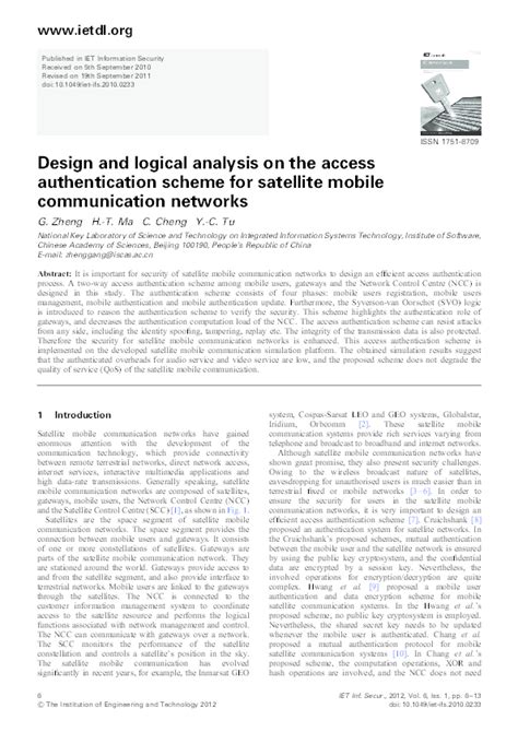 Pdf Design And Logical Analysis On The Access Authentication Scheme For Satellite Mobile