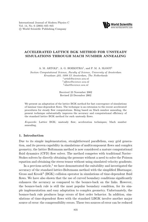 Pdf Accelerated Lattice Bgk Method For Unsteady Simulations Through