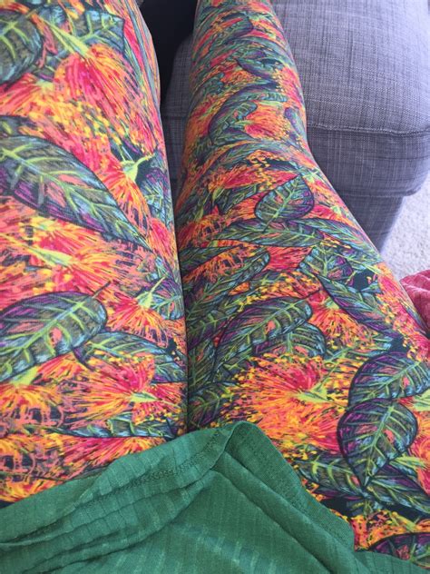 Rainbow Leaves Lularoe Leggings With Green Ribbed Classic And Long