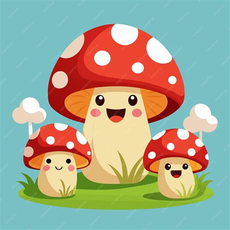 Premium Vector Hand Drawn Cute Mushroom Cartoon Vector Illustration