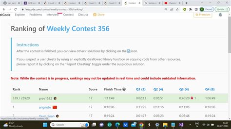Leetcode Weekly Contest 356 Live Global Rank 339 Youtube