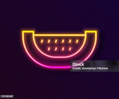 검은 색 배경에 고립 된 빛나는 네온 라인 수박 아이콘 벡터 0명에 대한 스톡 벡터 아트 및 기타 이미지 0명 건강한 식생활 과일 Istock