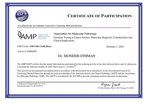 Dr Moneeb Othman Ph D On Linkedin Association Molecular Pathology Germline Testing