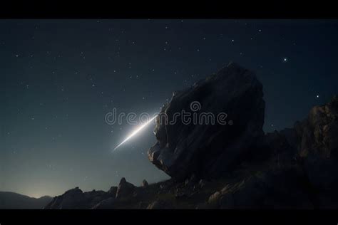 A Comet An Asteroid A Meteorite Falls To The Ground Against A Starry