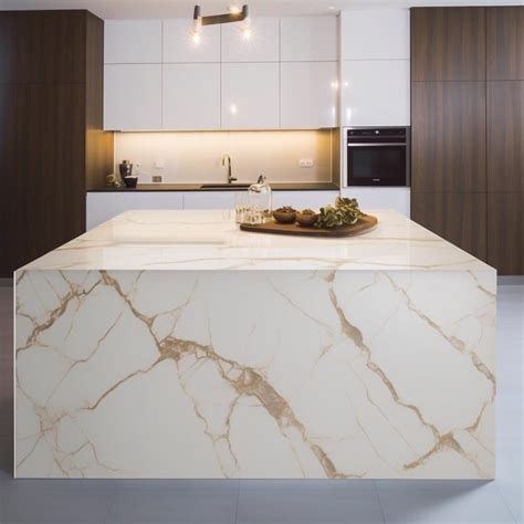 Plan De Travail Cuisine Quartz Calacatta Miraggio Gold Mpc