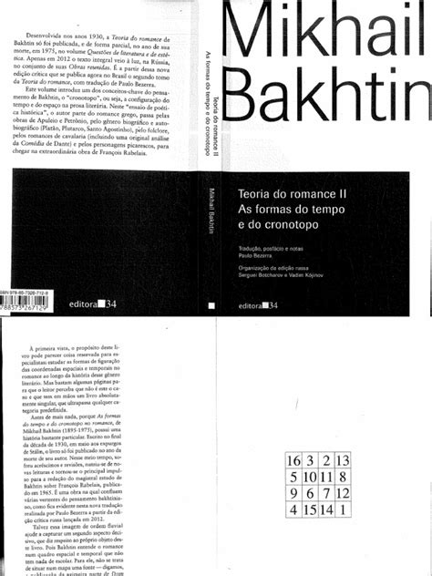 Bakhtin Mikhail Teoria Do Romance Ii As Formas Do Tempo E Do Cronotopo Pdf