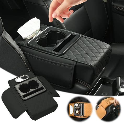 Car Center Console Pad 2 Cup Holders And Phone Holder And Tissue