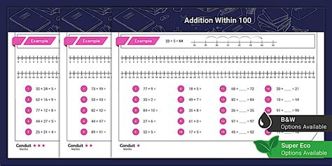 Reinforcing Number Addition To 100 Differentiated Activity