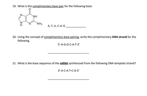 Solved What Is The Complimentary Base Pair For The Chegg