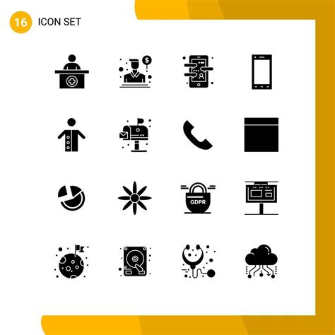 16 Universal Solid Glyphs Set For Web And Mobile Applications Monk Phone App Ipad Language App