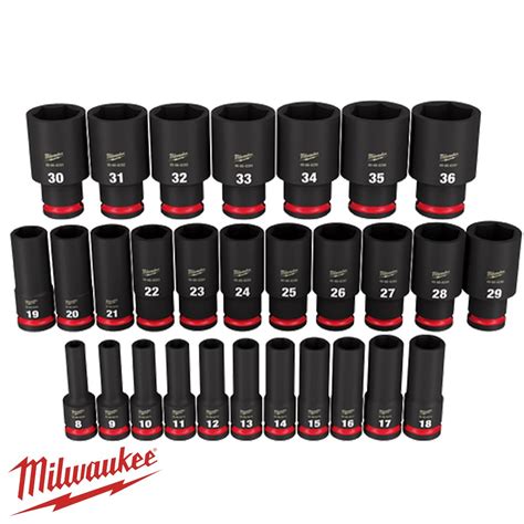 Milwaukee Shockwave 12 Drive Impact Socket Set 29 Piece Metric Deep 6