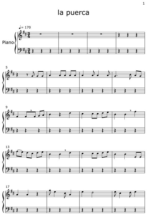 La Puerca Sheet Music For Piano