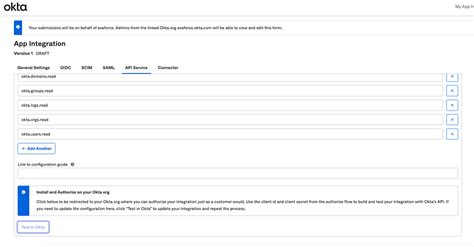 api service integration test in okta button greyed out oin submissions okta developer community