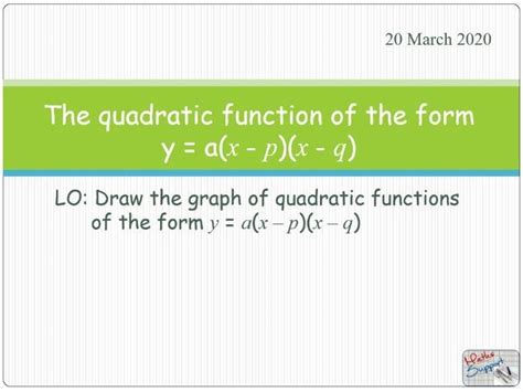 quadratic graph of the form f x a x p x q teaching resources