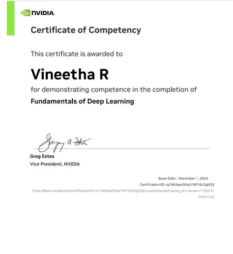 Vineetha R On Linkedin Deeplearning Artificialintelligence Machinelearning Nvidia Workshop