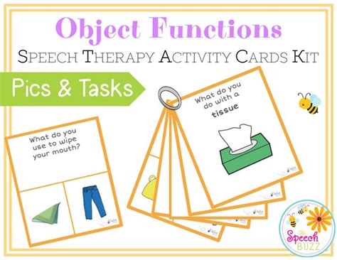 Speech Object Functions Cards Functional Phrases Speech Therapy