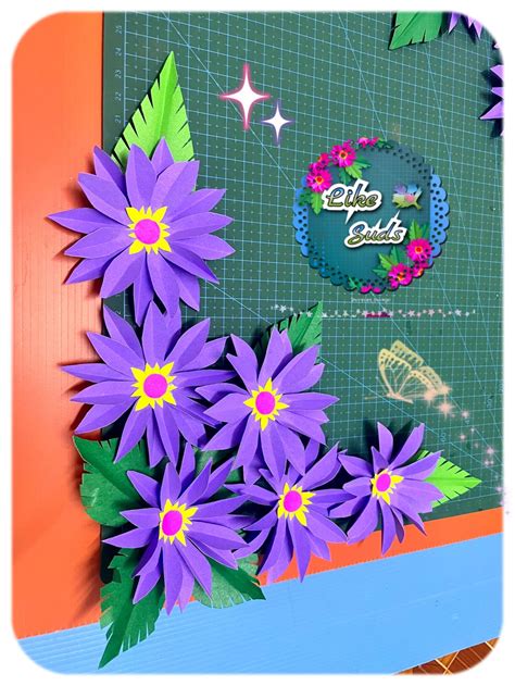 ดอกไม้กระดาษสีม่วง สวยๆสามารถจัดแต่งห้องเรียนหรือจัดบอร์ดโครงงานได้ ดอกไม้ขนาด 8 8 ซม 1 ชุด มี