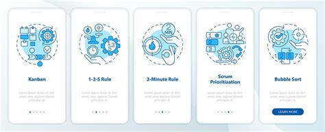 Prioritization Tools Blue Onboarding Mobile App Screen Walkthrough 5 Steps Editable Graphic