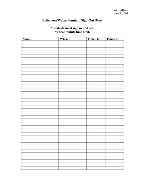 Bathroom Log Printable