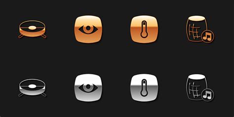 로봇 진공 청소기 보안 카메라 온도 조절기 및 음성 도우미 아이콘을 설정합니다 벡터 가사 집안일에 대한 스톡 벡터 아트 및 기타 이미지 가사 집안일 가정 생활 감시