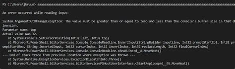 Powershell Argumentoutofrangeexception In Terminal · Issue 78967