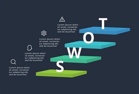 SWOT Diagram With Steps Options Parts Or Processes Template For Web On A Background