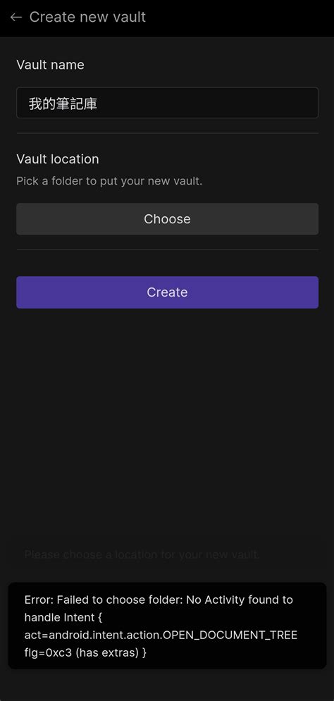 Bug Cant Create Vault In Android App Help Obsidian Forum