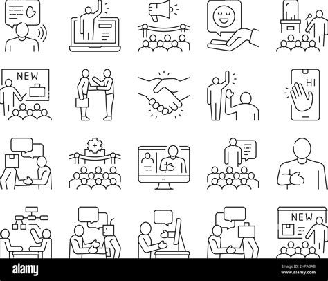 Introduction Speech Collection Icons Set Vector Stock Vector Image