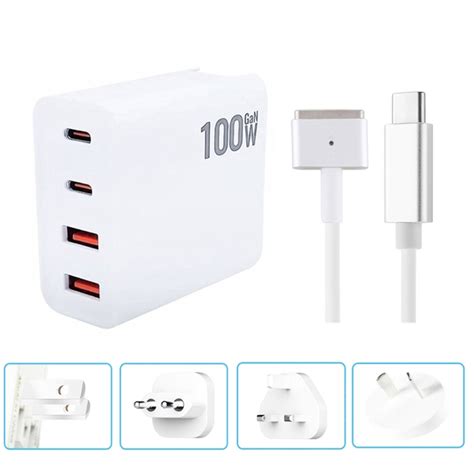 Gan 100w 듀얼 Usb Ctype C 듀얼 Usb 멀티 포트 충전기 18m Type C Magsafe 2t